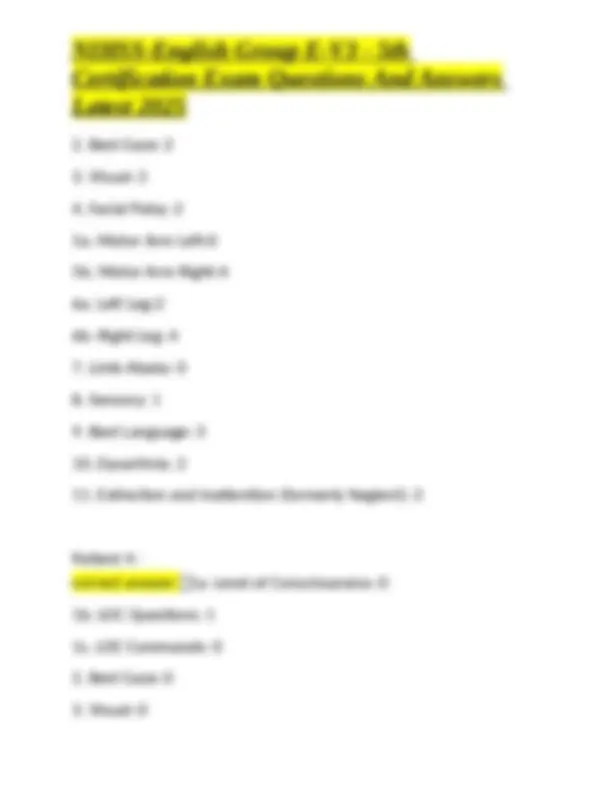 NIHSS-English Group E-V3 - 5th Certification Exam Questions And Answers ...