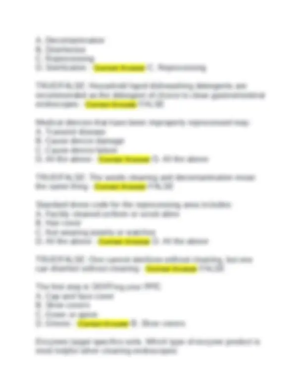 Certified Endoscope Reprocessor Exam Practice Questions and Answers ...