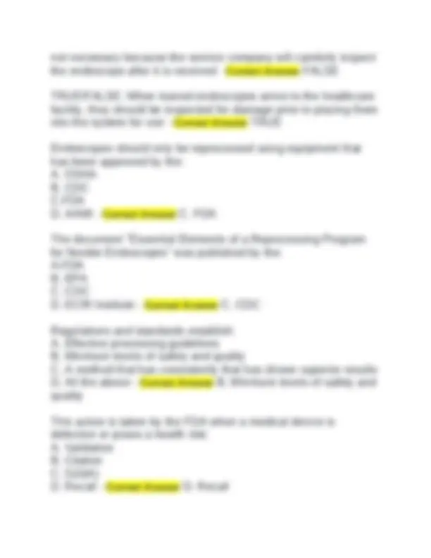 Certified Endoscope Reprocessor Exam Practice Questions and Answers ...