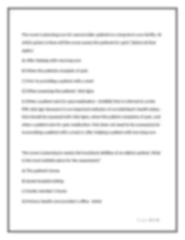 Geriatric Nursing Exam 1 Practice Questions: 2024-2025 | Exams Health ...