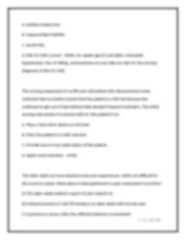 Geriatric Nursing Exam 1 Practice Questions: 2024-2025 | Exams Health ...