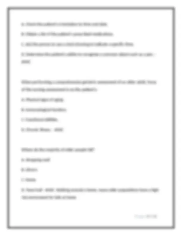 Geriatric Nursing Exam 1 Practice Questions: 2024-2025 | Exams Health ...