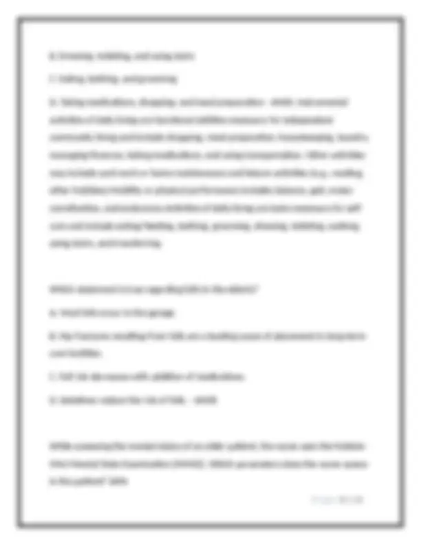 Geriatric Nursing Exam 1 Practice Questions: 2024-2025 | Exams Health ...