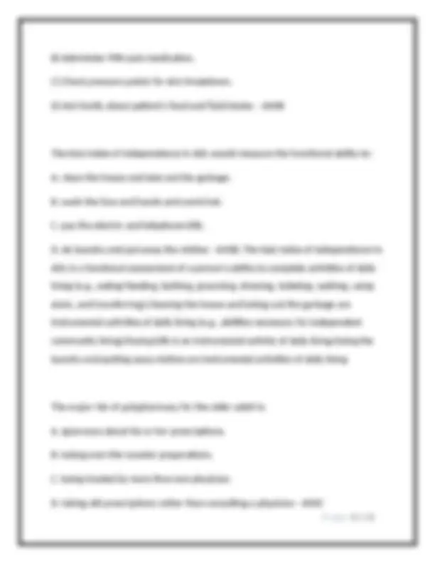 Geriatric Nursing Exam 1 Practice Questions: 2024-2025 | Exams Health ...