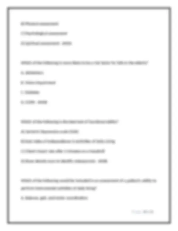 Geriatric Nursing Exam 1 Practice Questions: 2024-2025 | Exams Health ...