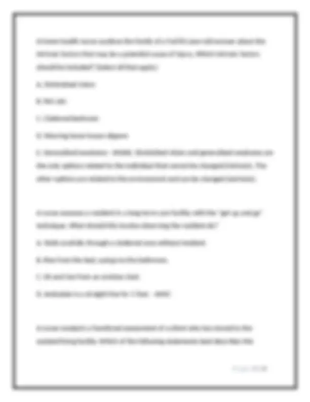 Geriatric Nursing Exam 1 Practice Questions: 2024-2025 | Exams Health ...