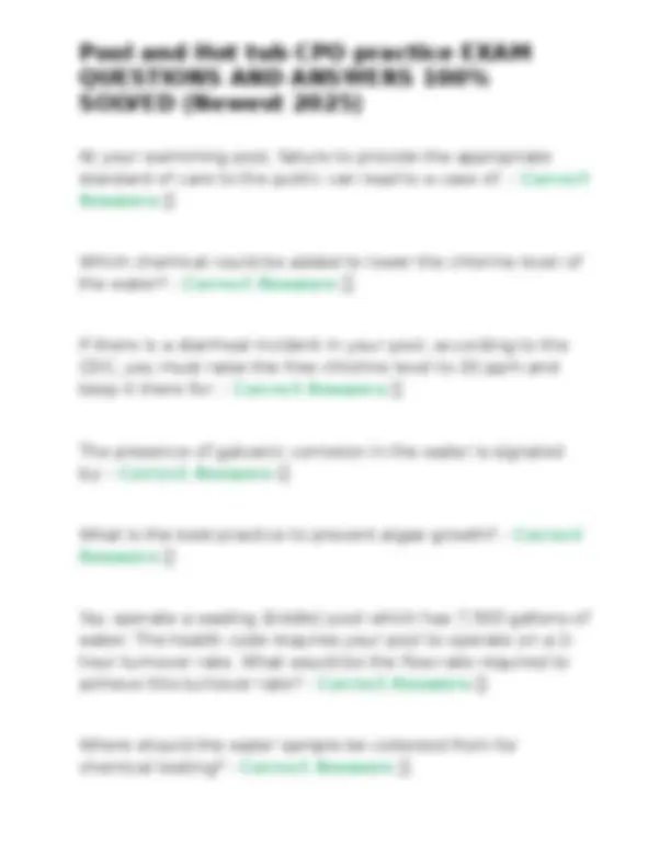 Pool and Hot Tub CPO Practice Exam: Questions and Answers | Exams ...