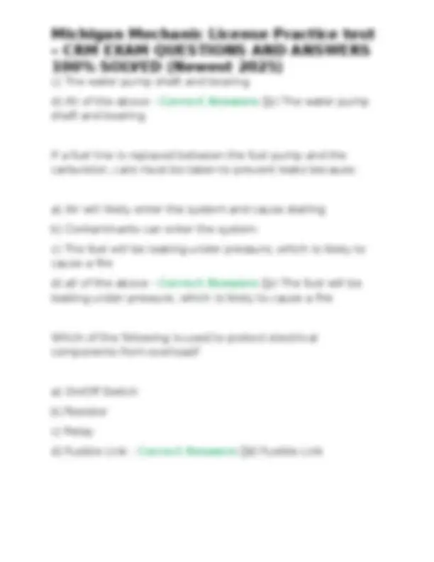 Michigan Mechanic License Practice Test: CRM Exam Questions and Answers ...