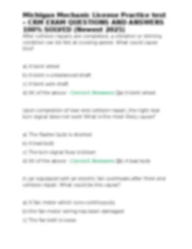 Michigan Mechanic License Practice Test: CRM Exam Questions and Answers ...