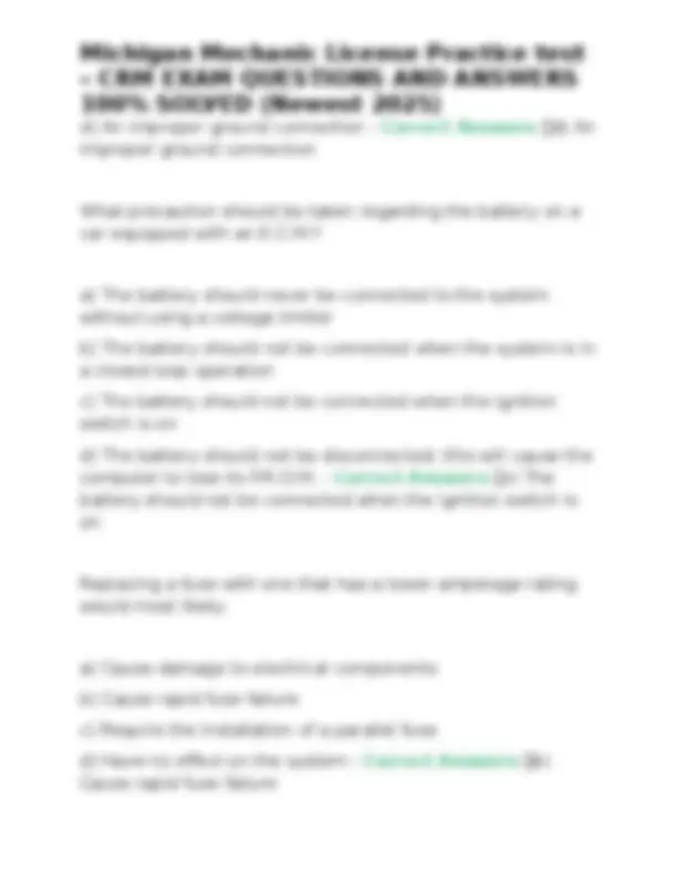 Michigan Mechanic License Practice Test: CRM Exam Questions and Answers ...