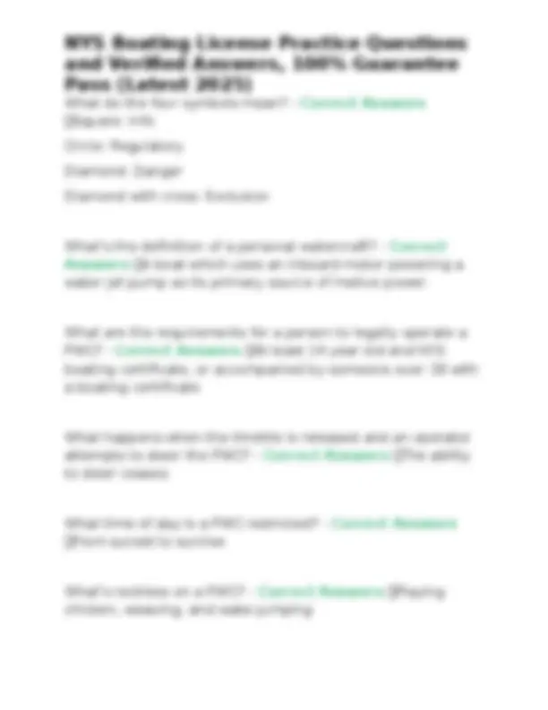 NYS Boating License Practice Questions and Answers | Exams Nursing ...