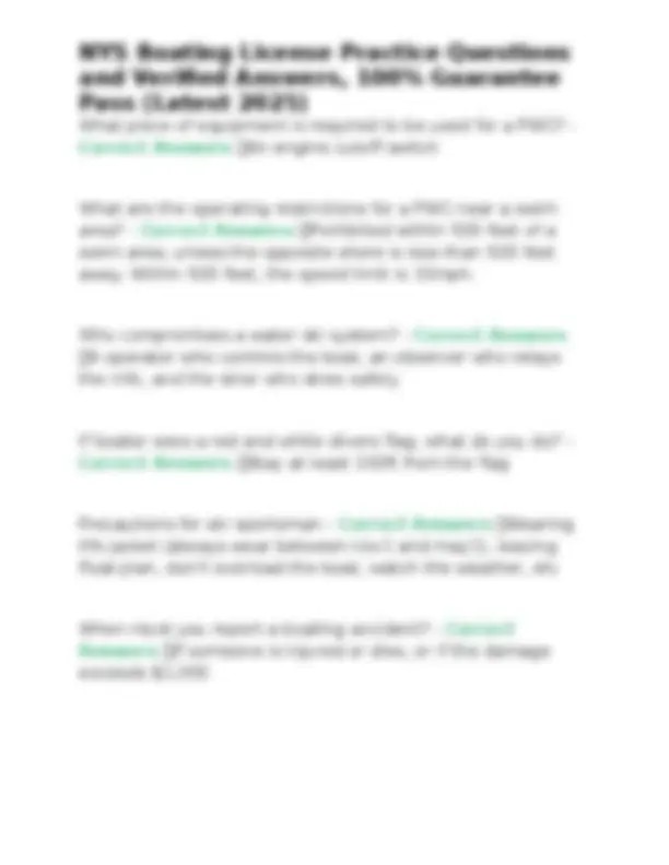 NYS Boating License Practice Questions and Answers | Exams Nursing ...