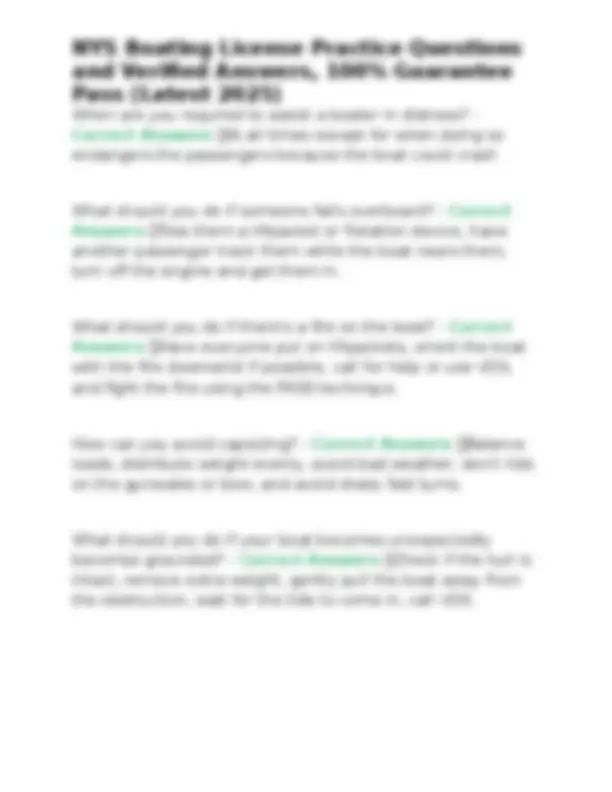 NYS Boating License Practice Questions and Answers | Exams Nursing ...