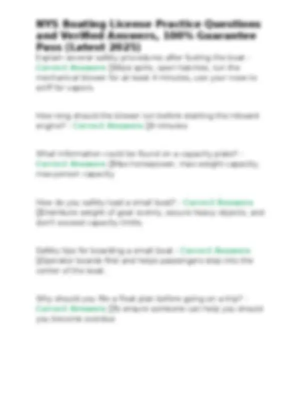 NYS Boating License Practice Questions and Answers | Exams Nursing ...