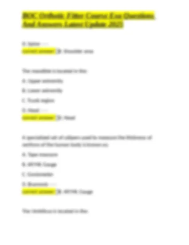 BOC Orthotic Fitter Course Exa Questions And Answers Latest Update 2025 ...