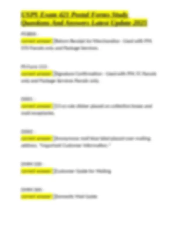 USPS Exam 421 Postal Forms Study: Questions and Answers | Exams ...