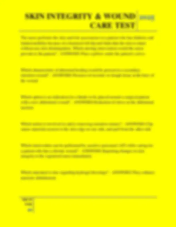 Skin Integrity & Wound Care Test: Multiple Choice Questions and Answers ...