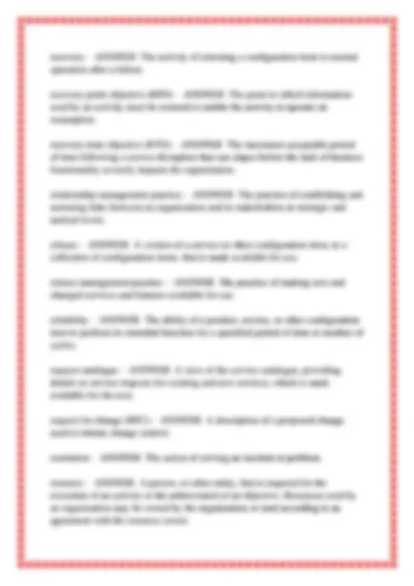 ITIL V4 Definitions: A Glossary of Key Terms and Concepts | Exams Information Technology | Docsity