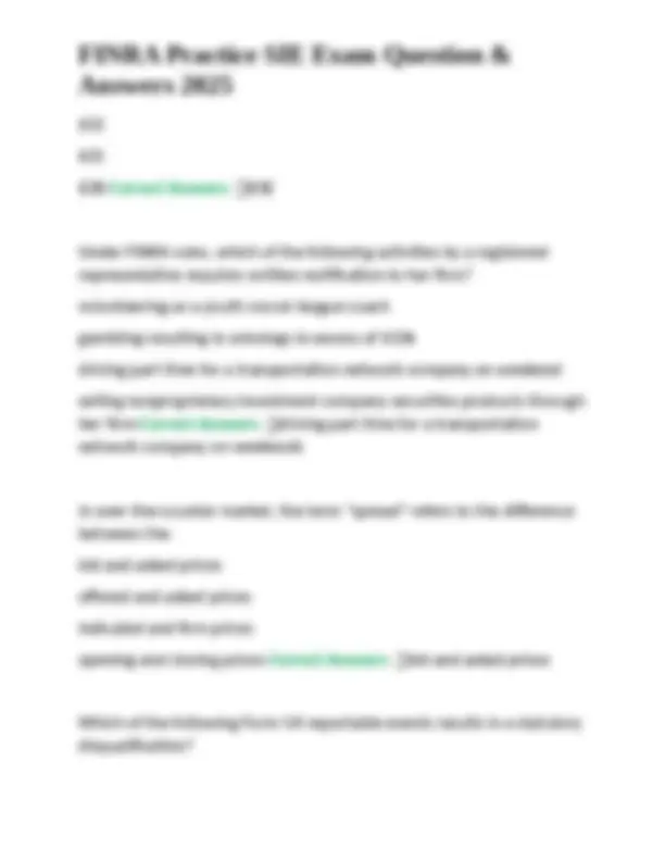 FINRA SIE Exam Practice Questions and Answers 2025 | Exams Nursing ...