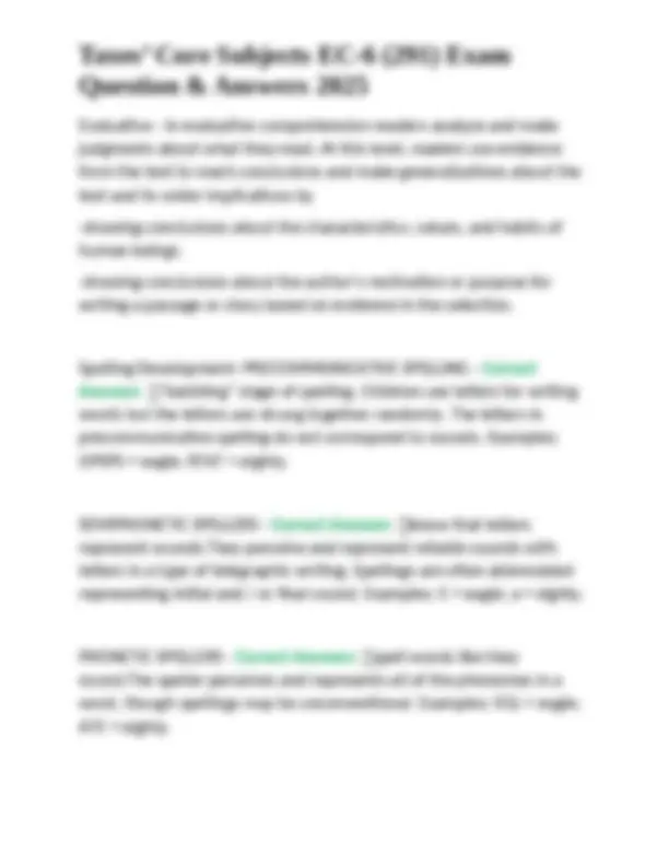 Taxes' Core Subjects EC-6 (291) Exam: Question & Answers 2025 | Exams ...