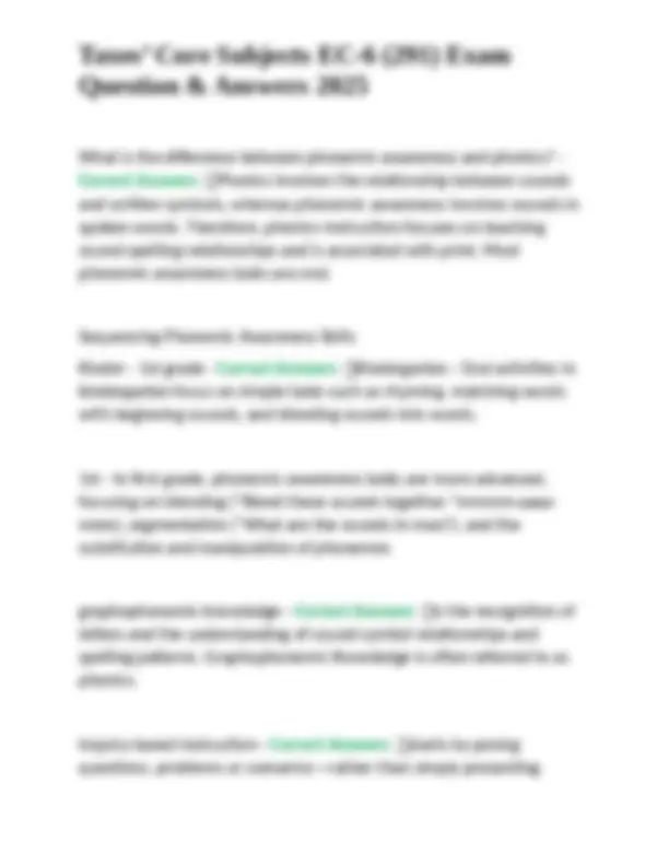 Taxes' Core Subjects EC-6 (291) Exam: Question & Answers 2025 | Exams ...