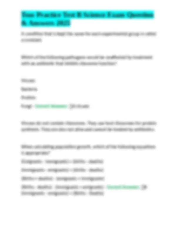 TEAS Practice Test B Science Exam Questions and Answers 2025 | Exams ...