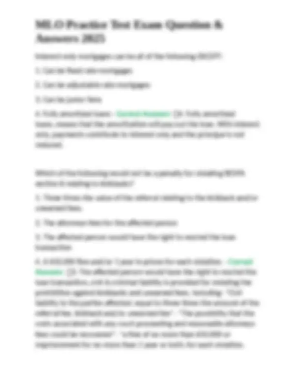 MLO Practice Test Exam Questions & Answers 2025: A Comprehensive Guide ...