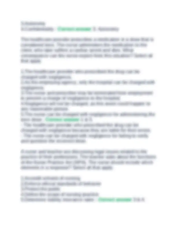 Fundamentals Of Nursing Exam 1 Practice Questions And Answers Exams
