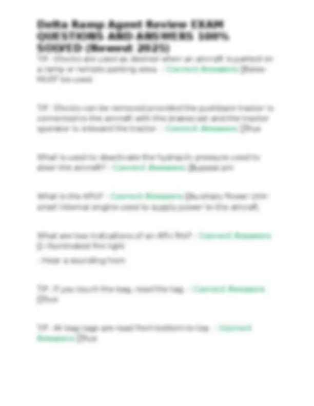 Delta Ramp Agent Review Exam: Questions and Answers | Exams Nursing ...