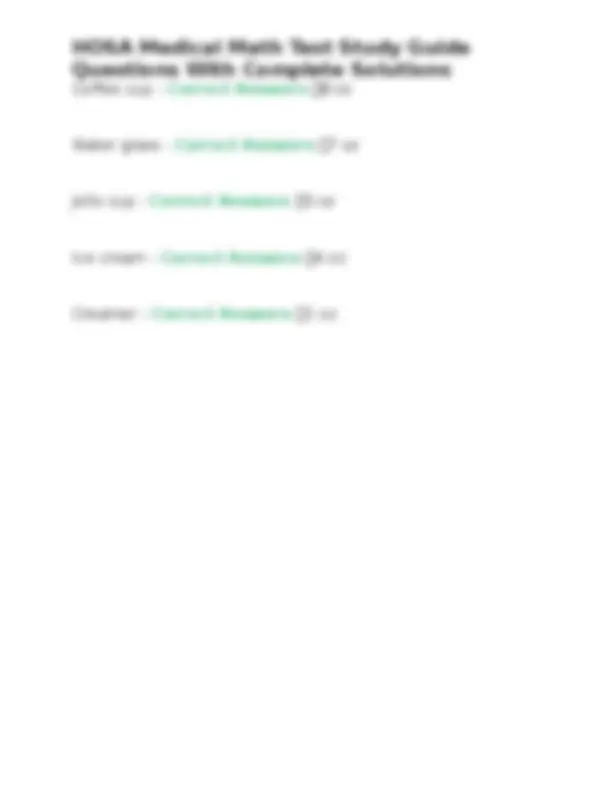 HOSA Medical Math Test Study Guide: Questions and Solutions | Exams ...