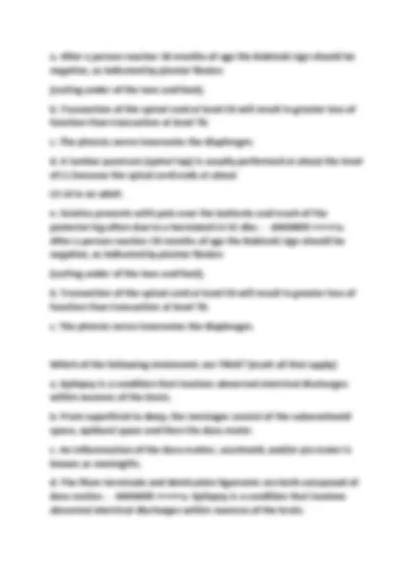 Anatomy and Physiology 1 Final Exam: Questions and Answers | Exams Nursing | Docsity