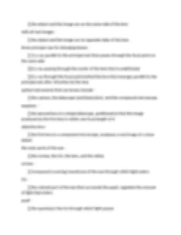 Lenses and Optics: Introduction to Types, Image Formation, and Instruments | Exams Optics | Docsity