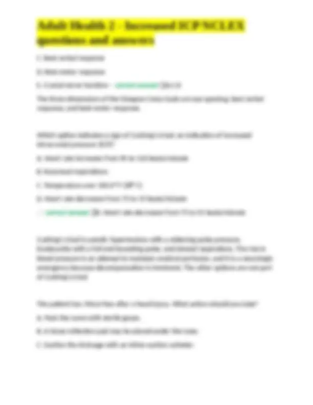 Increased Intracranial Pressure (ICP) NCLEX Questions and Answers ...