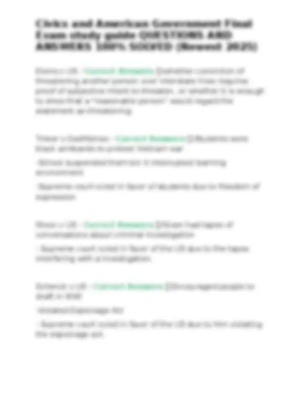 Civics and American Government Final Exam Study Guide: Questions and ...