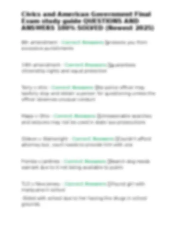 Civics and American Government Final Exam Study Guide: Questions and ...