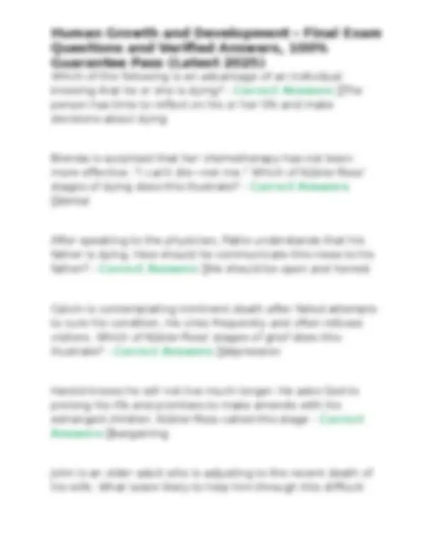Human Growth and Development - Final Exam Questions and Answers | Exams ...