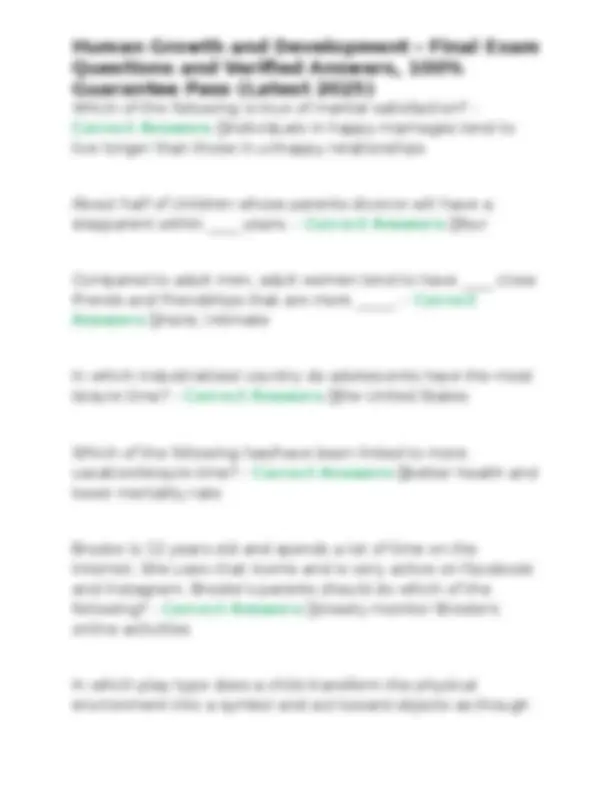 Human Growth and Development - Final Exam Questions and Answers | Exams ...