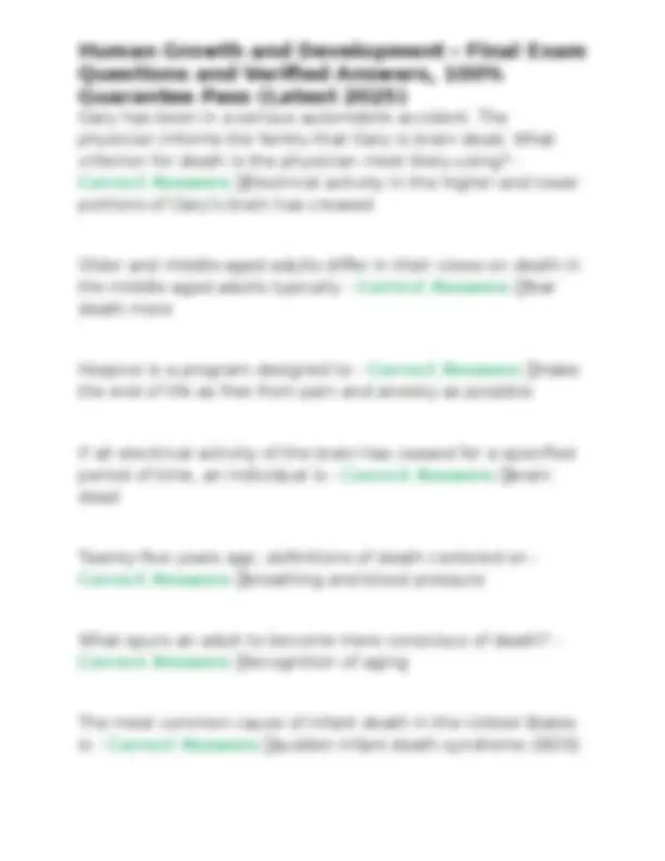 Human Growth and Development - Final Exam Questions and Answers | Exams ...
