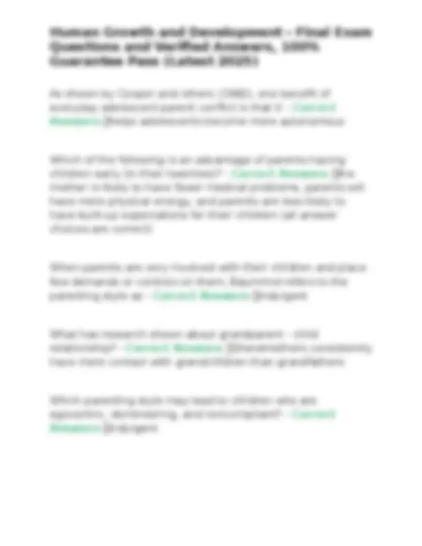 Human Growth and Development - Final Exam Questions and Answers | Exams ...