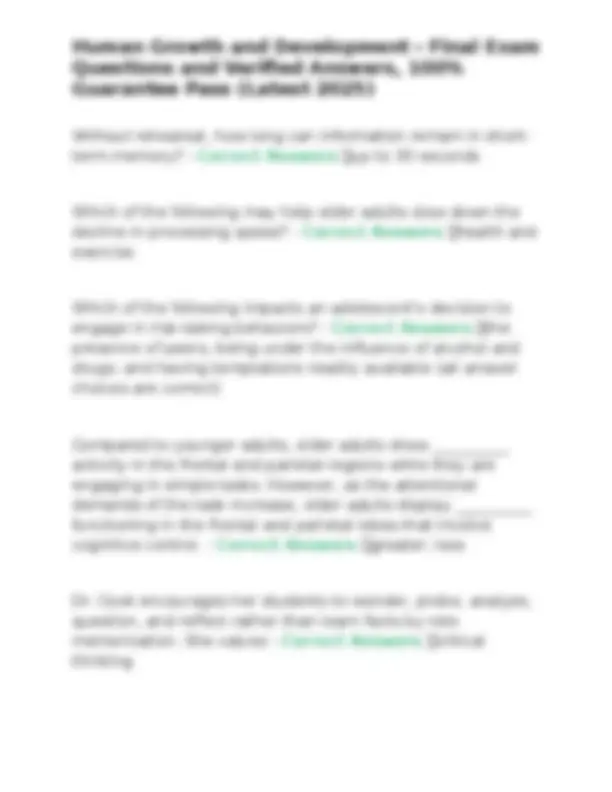 Human Growth and Development - Final Exam Questions and Answers | Exams ...