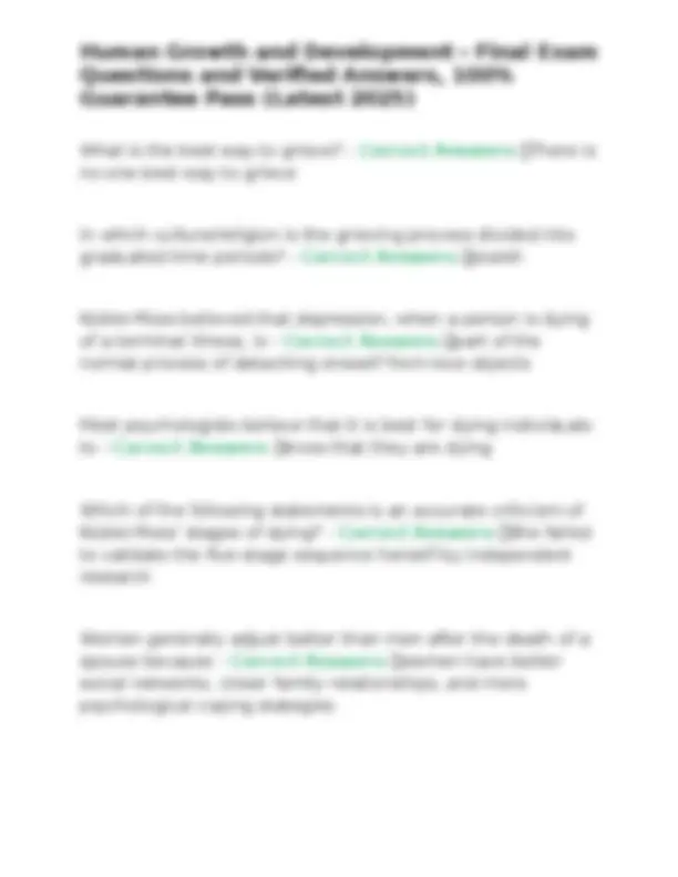 Human Growth and Development - Final Exam Questions and Answers | Exams ...