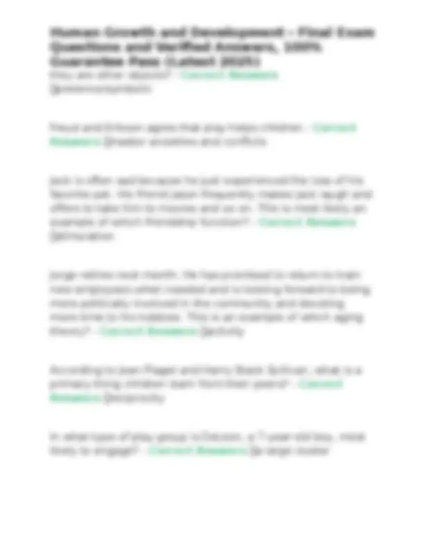 Human Growth and Development - Final Exam Questions and Answers | Exams ...
