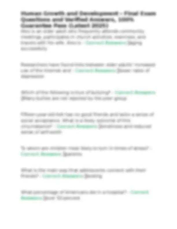 Human Growth and Development - Final Exam Questions and Answers | Exams ...