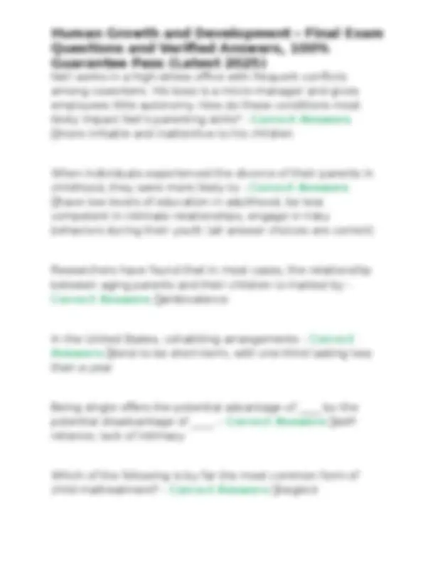 Human Growth and Development - Final Exam Questions and Answers | Exams ...