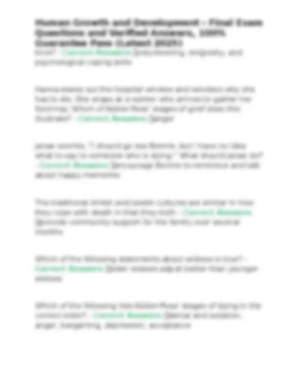 Human Growth and Development - Final Exam Questions and Answers | Exams ...