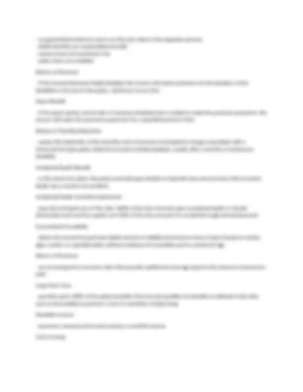 Life Insurance Concepts: Definitions and Explanations | Exams Advanced Education | Docsity