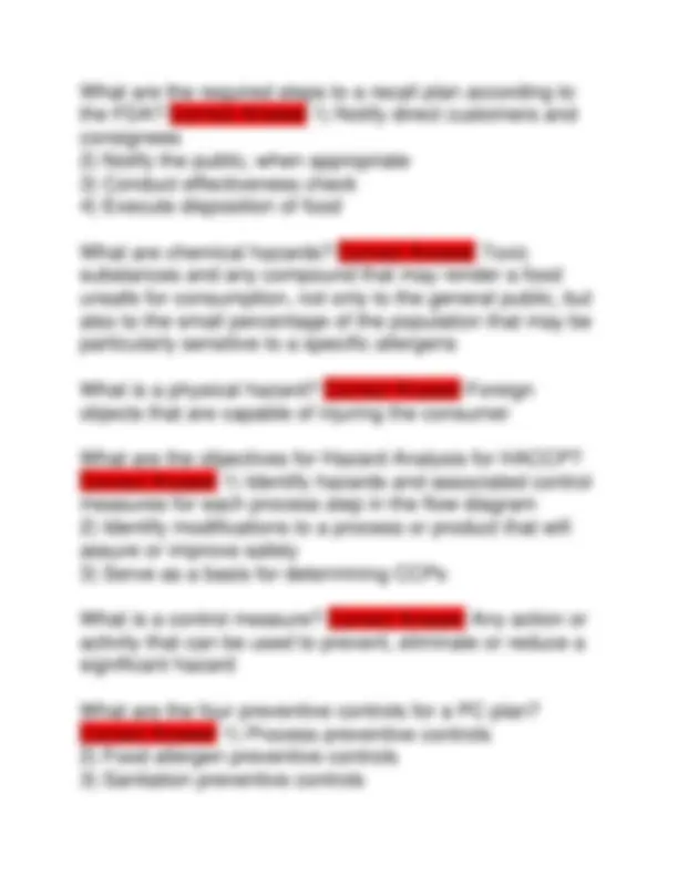 HACCP Certification Exam Questions and Answers | Exams Nursing | Docsity