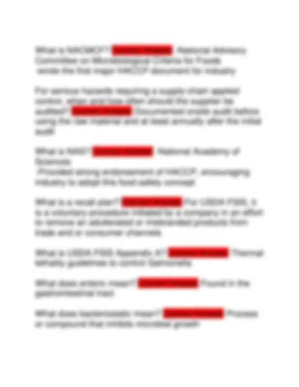 HACCP Certification Exam Questions and Answers | Exams Nursing | Docsity