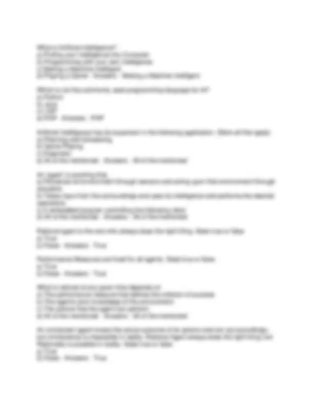 Artificial Intelligence (AI) Test Questions and Answers | Exams Social ...