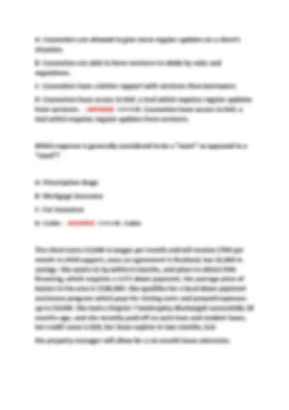 HUD Housing Counselor Certification Practice Exam | Exams Nursing | Docsity